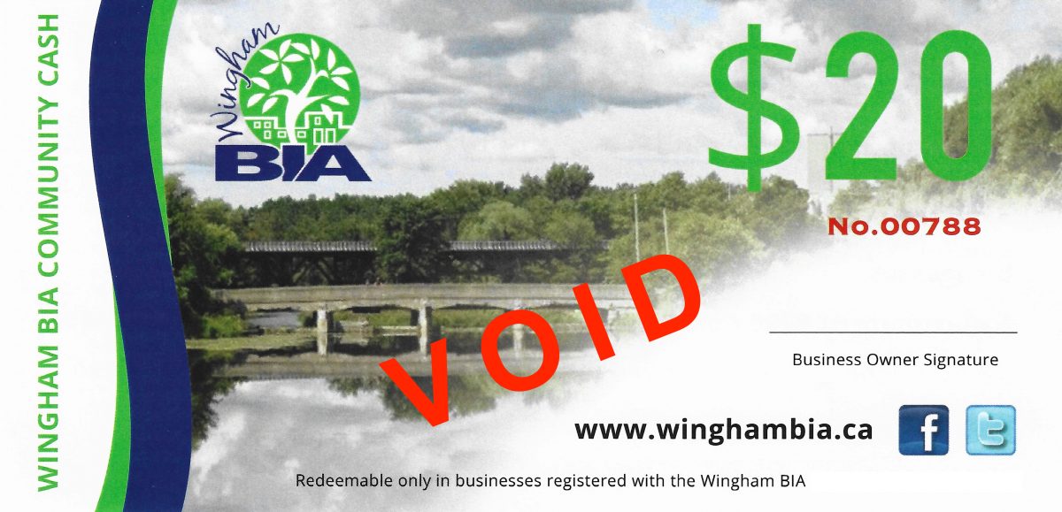 BIA Community Cash – Wingham Business Improvement Area